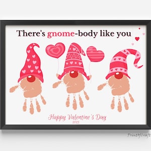 Valentines Day Footprint Handprint Craft, Gnome Art Craft, Preschool ...