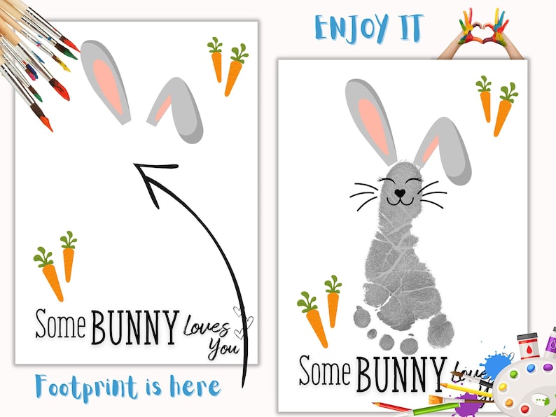 Easter Bunny Loves You Handprint Footprint Art Craft Easter - Etsy