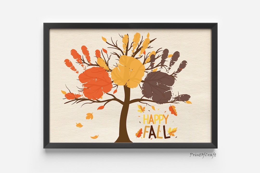 Autumn Fall Tree Handprint Fingerprint Art, Fall Craft, Baby, Toddler ...