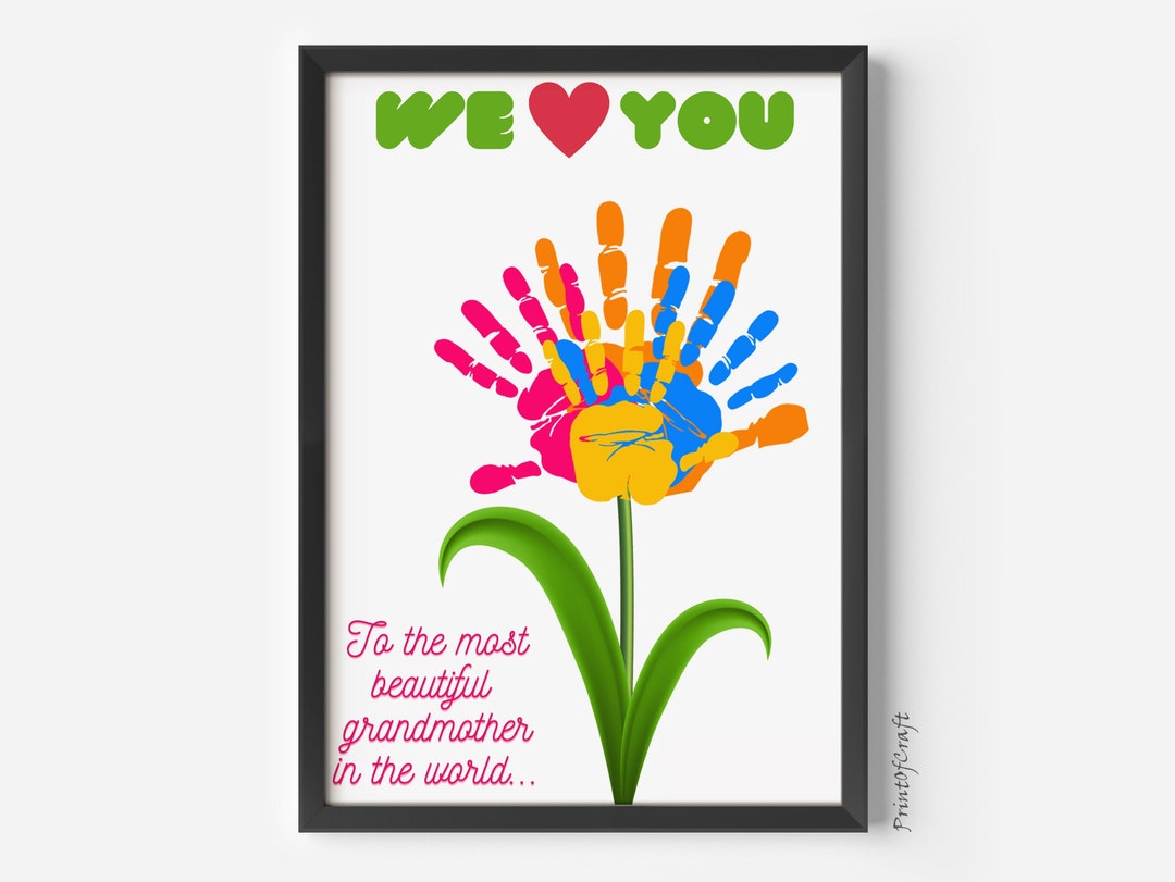Mothers Day Grandmother Handprint Art Craft, Mothers Day Gift for ...