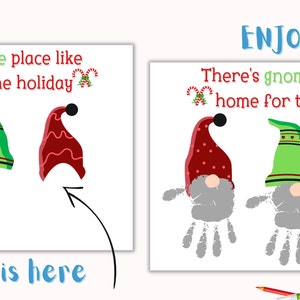 Gnome Christmas Handprint Art Craft, Christmas Footprint Printable ...