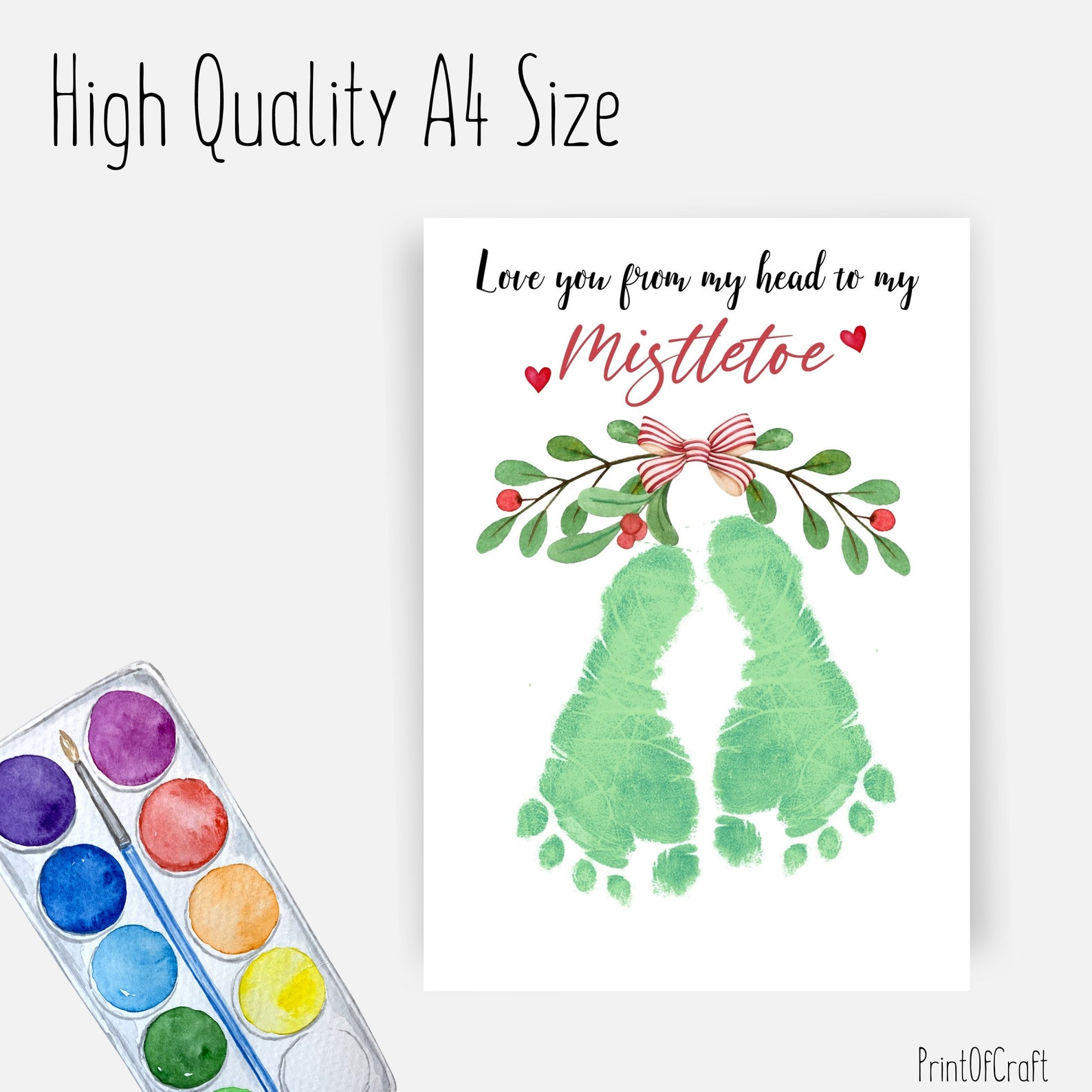 Mistletoe Christmas Footprint Craft, Christmas Handprint Footprint Art, Activity for Baby ...