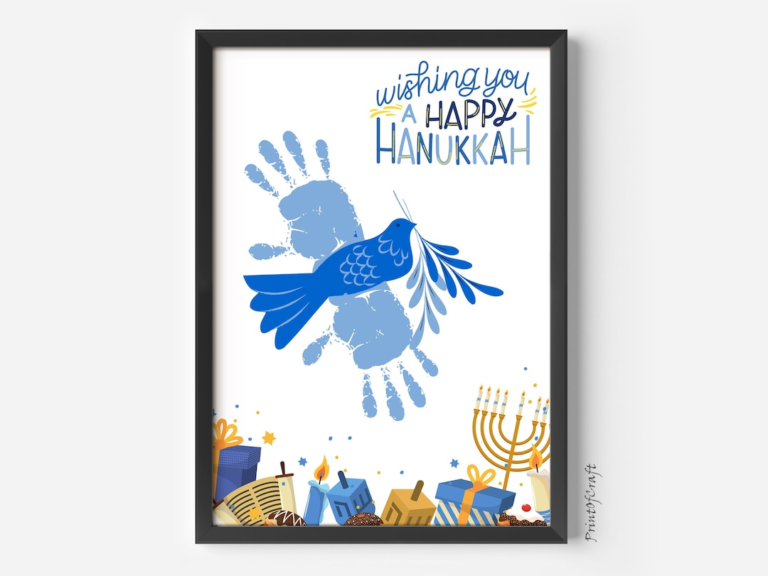 Hanukkah Handprint Footprint DIY Art Craft Bundle, Printable Christmas ...