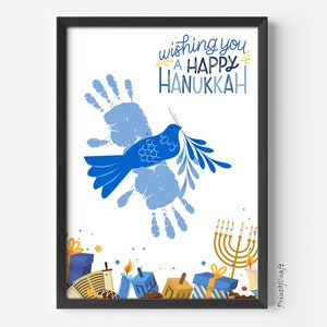 Hanukkah Handprint Footprint DIY Art Craft Bundle, Printable Christmas ...