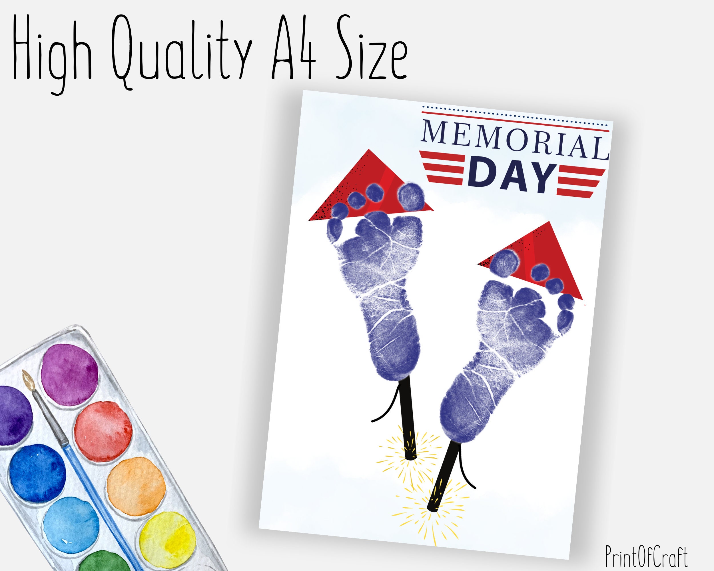 Memorial Day Handprint Footprint Craft, Preschool Handprint Memorial ...