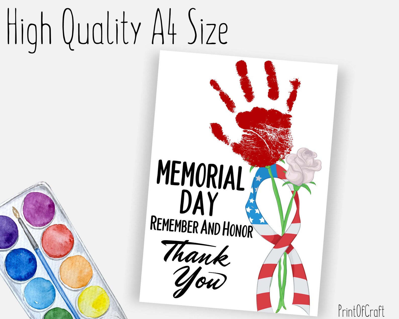 Kids Handprint for Memorial Day, Handprint Preschool Kids Craft ...