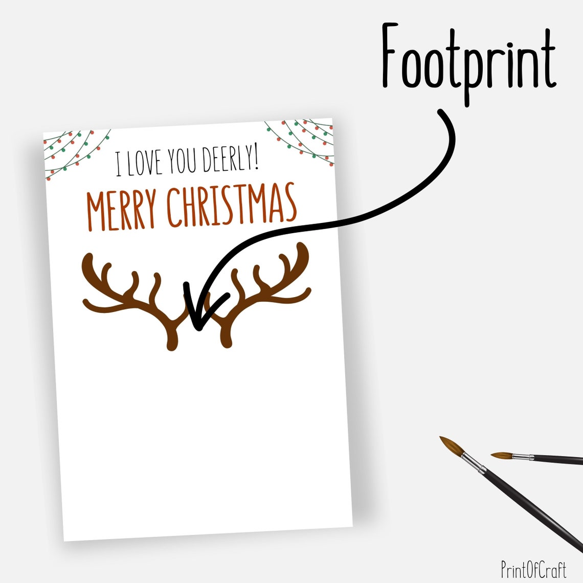 Reindeer Christmas Footprint Craft, Printable Christmas Handprint DIY ...