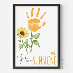 Mothers Day Handprint Art Craft, You Are My Sunshine Flower, Handprint ...