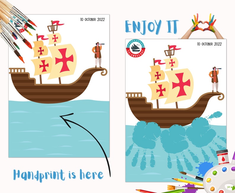 Columbus Day Handprint Hand Craft Art Activity Preschool - Etsy