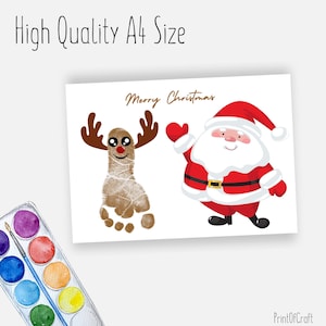 Christmas Footprint Art Craft, Christmas Footprint Reindeer Printable ...