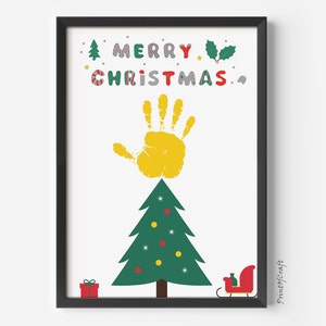 Merry Christmas Handprint Craft Art, Baby Toddler Kids DIY Craft, First ...