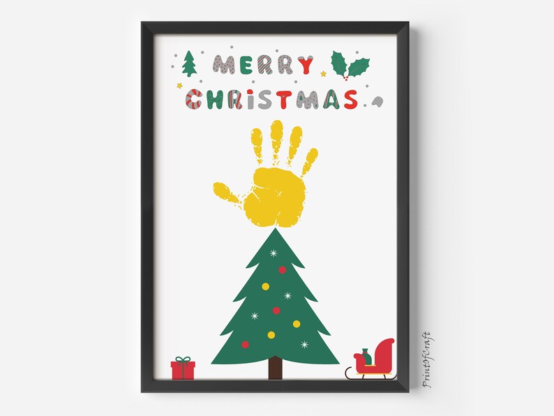 Merry Christmas Handprint Craft Art Baby Toddler Kids DIY - Etsy