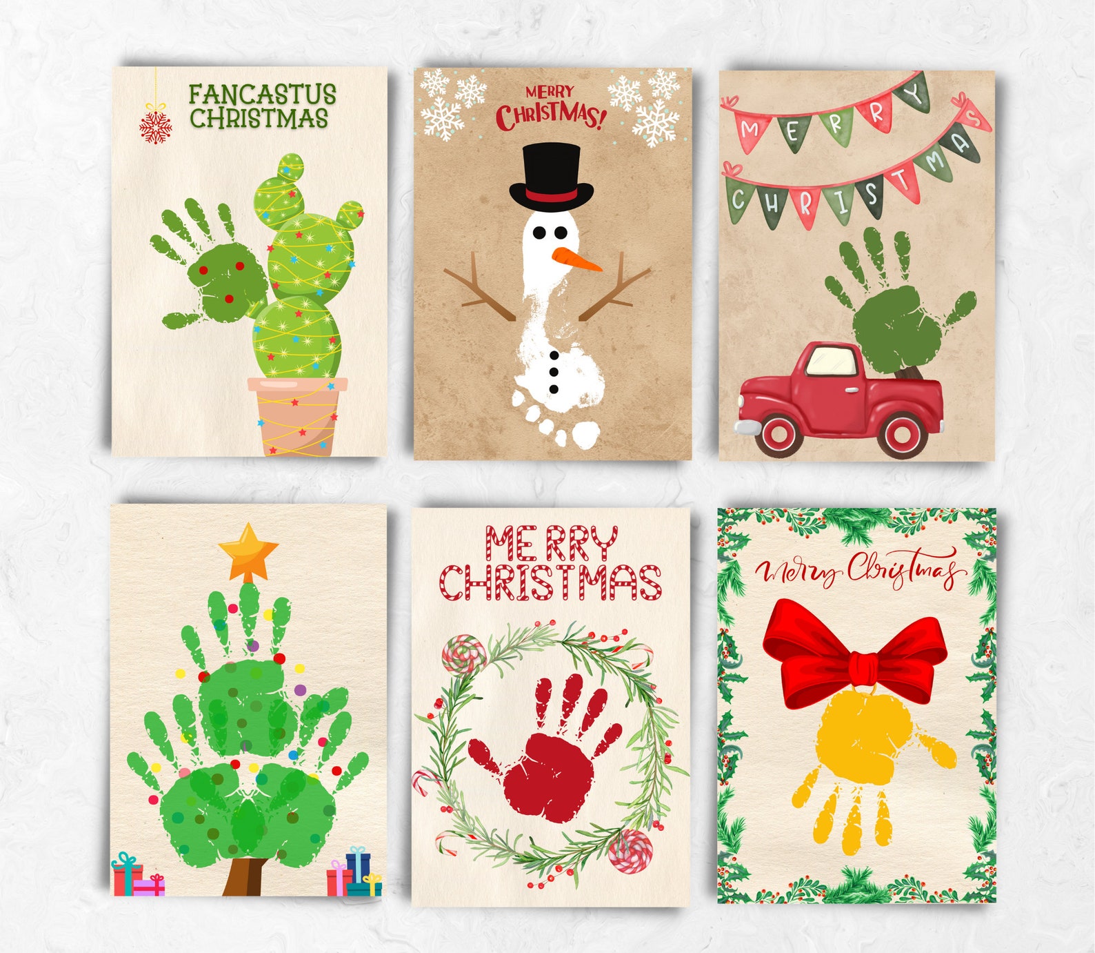 Christmas Handprint Footprint DIY Art Craft Bundle Printable - Etsy