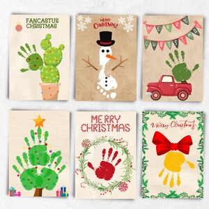 Christmas Handprint Footprint DIY Art Craft Bundle, Printable Christmas ...
