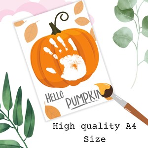 Hello Pumpkin Handprint Art, Pumpkin Handprint Craft, Kids Toddler Baby ...