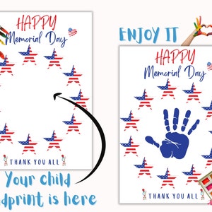 Kids Handprint for Memorial Day, Memorial Day Handprint Digital Print ...