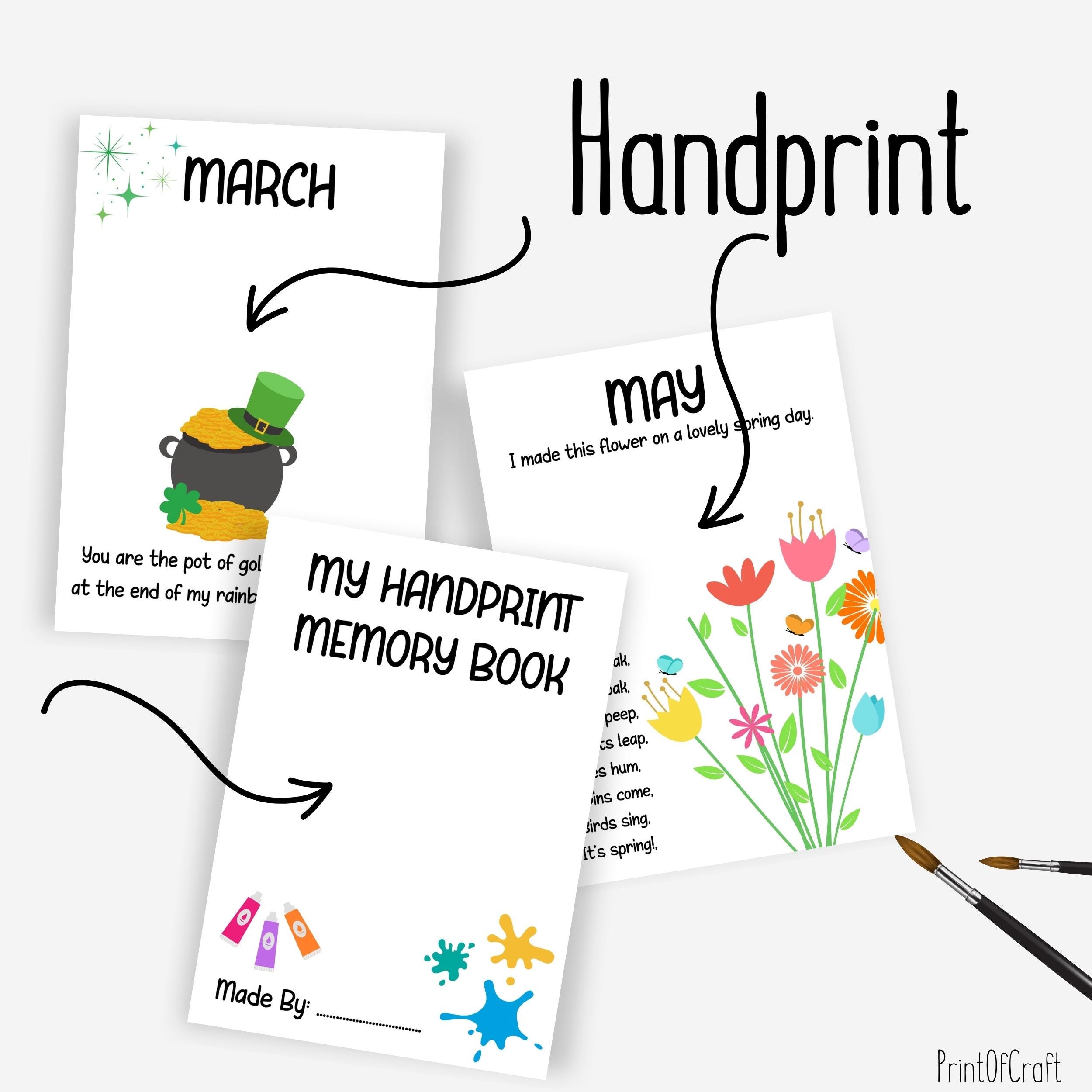 Memory Book Handprint Craft, Printable Handprint Calendar Activity, 12 ...