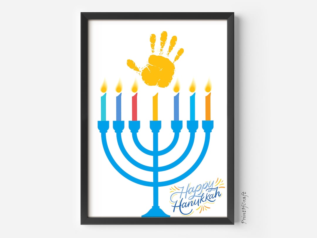 Hanukkah Handprint Footprint DIY Art Craft Bundle, Printable Christmas ...