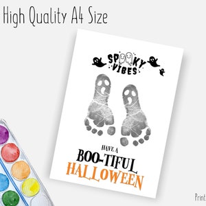 Halloween Footprint Craft, Halloween Handprint Kids Craft, Halloween ...