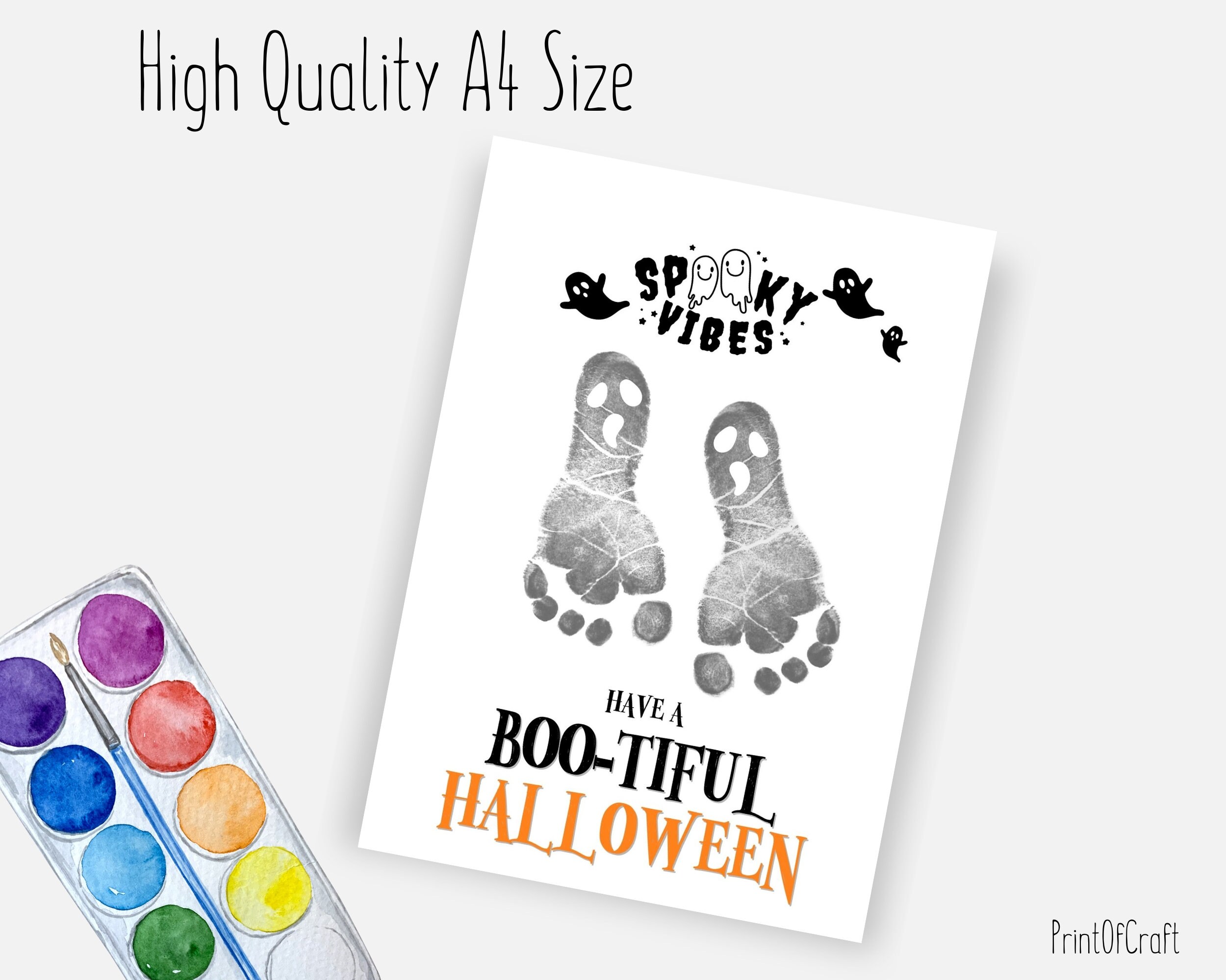 Halloween Footprint Craft, Halloween Handprint Kids Craft, Halloween ...