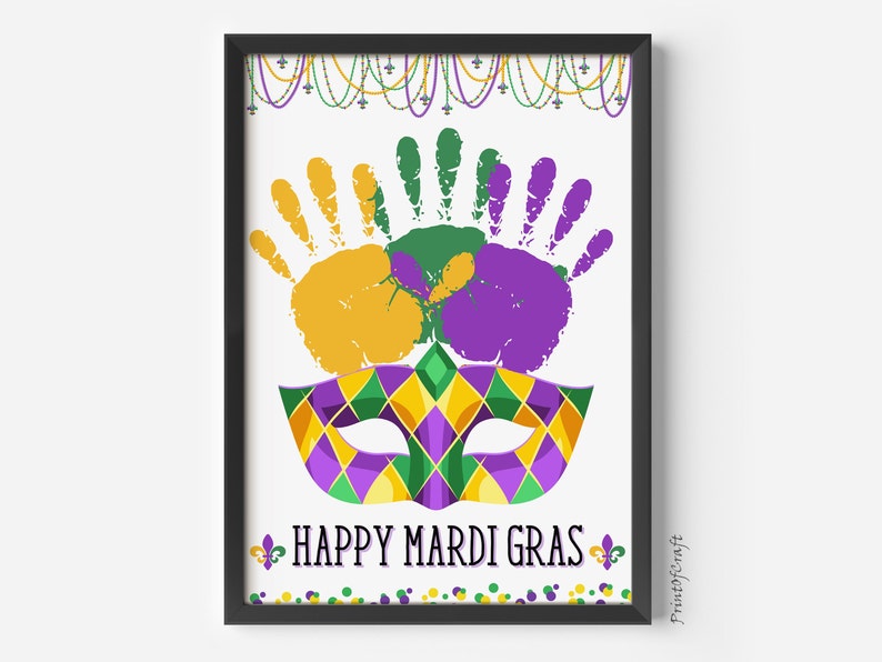 Mardi Gras Handprint Footprint Art Craft Baby Footprint Kids - Etsy