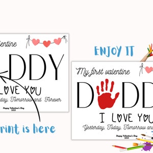 Valentines Day Daddy Handprint Gift Card, Love Handprint Art Craft ...