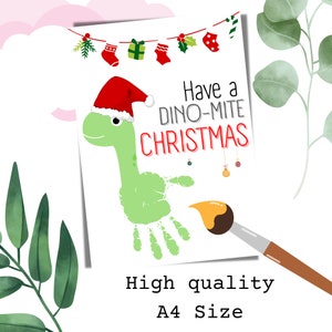 DINO-MITE Christmas Handprint Art Printable, Footprint Christmas ...