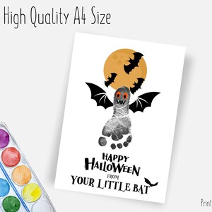 Halloween Footprint Craft Bat, Halloween Handprint Kids Craft ...