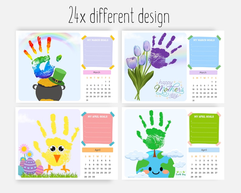 2025 Calendar Handprint Footprint, Handprint Art Craft, Baby Kids ...