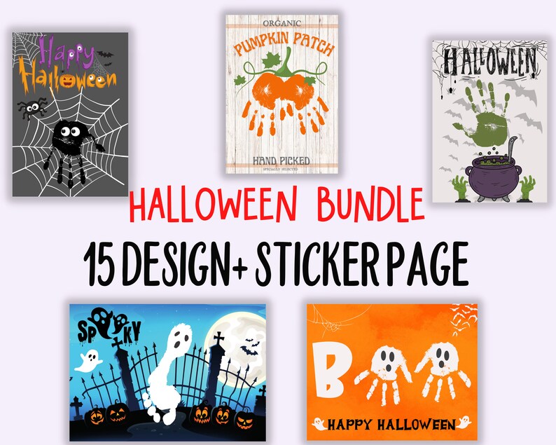 Halloween Handprint Footprint Craft Bundle, Halloween Handprint Art ...