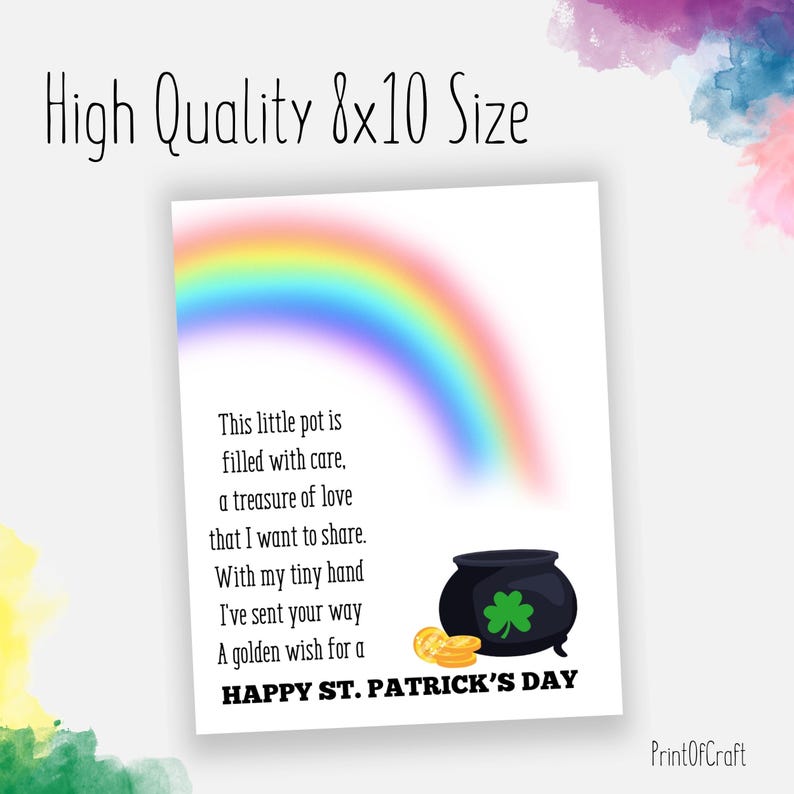 St Patrick's Handprint Art, Poem Printable Handprint Footprint Craft ...
