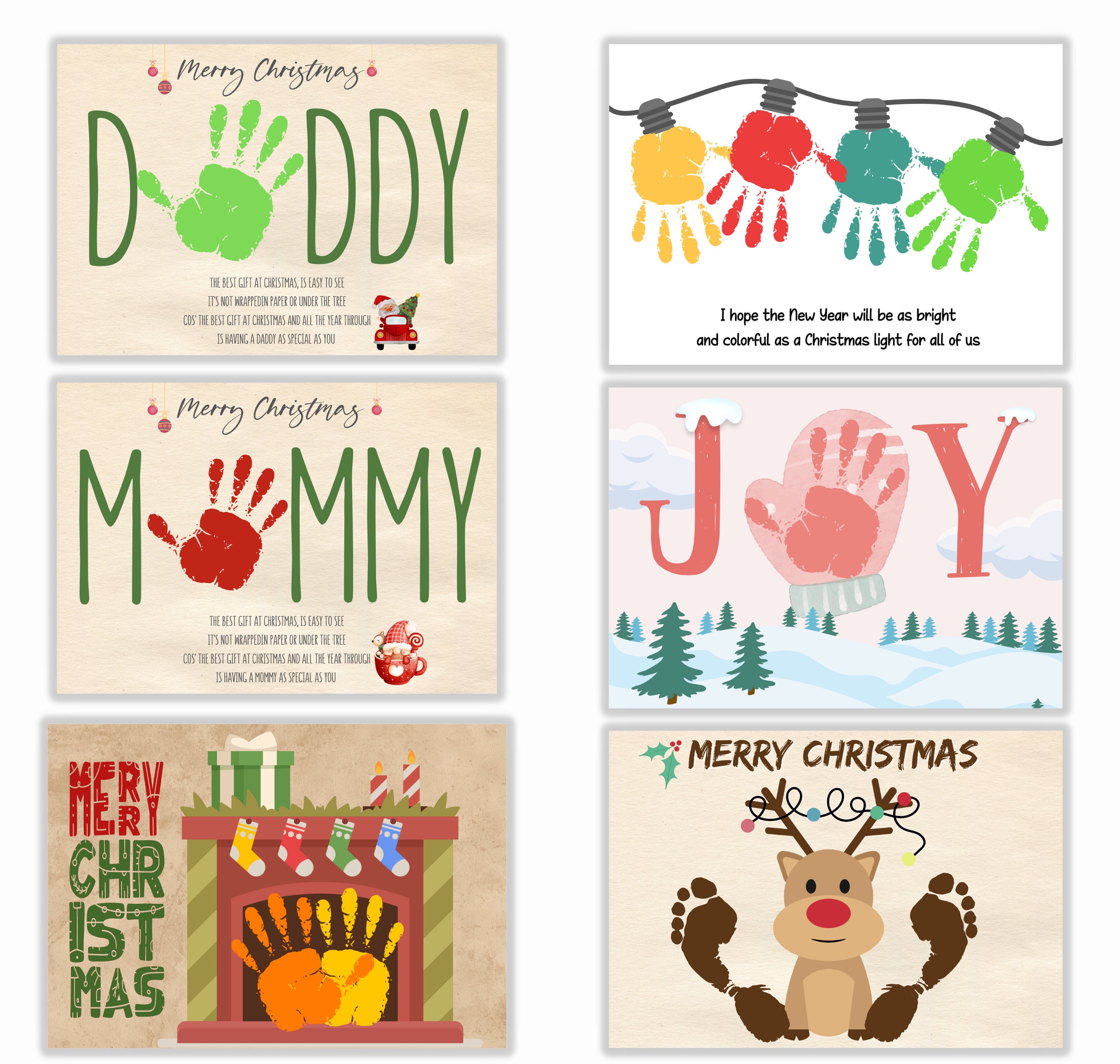 Christmas Handprint Footprint Art Craft Bundle Printable - Etsy