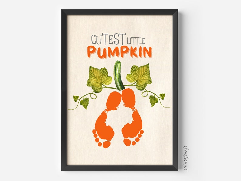 Cutest Little Pumpkin Footprint Art Craft Thanksgiving Fall - Etsy