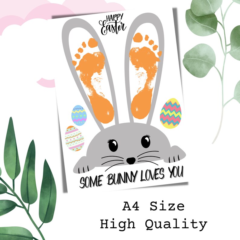 Easter Footprint Art Craft Printable Handprint Footprint Easter Bunny ...