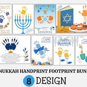 Hanukkah Handprint Footprint DIY Art Craft Bundle, Printable Christmas ...