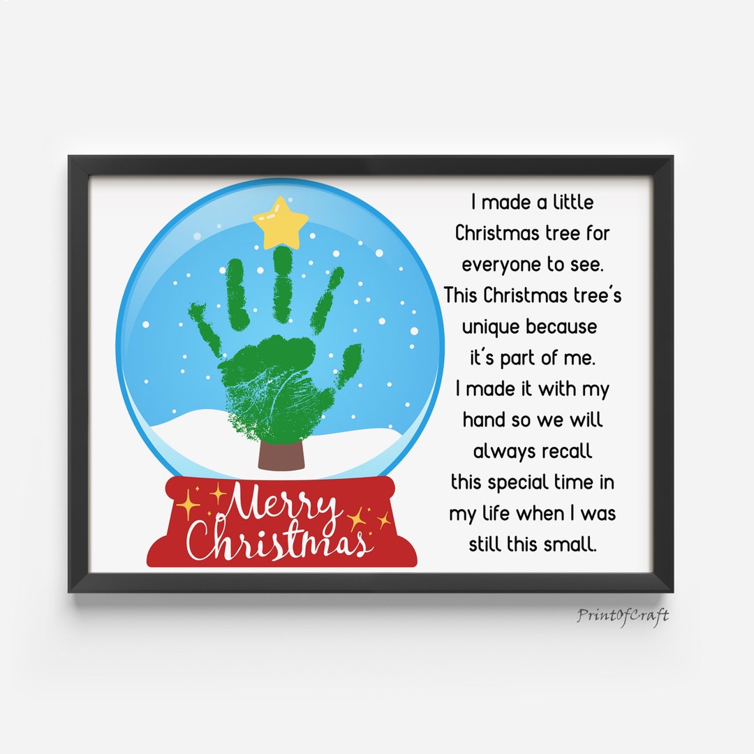 Merry Christmas Handprint Art Craft, Printable Christmas Handprint ...
