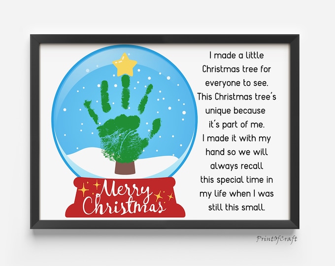 Merry Christmas Handprint Art Craft, Printable Christmas Handprint ...