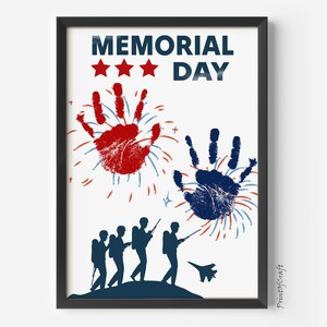 Memorial Day Handprint Art Craft, Happy Memorial Day, Printable DIY ...