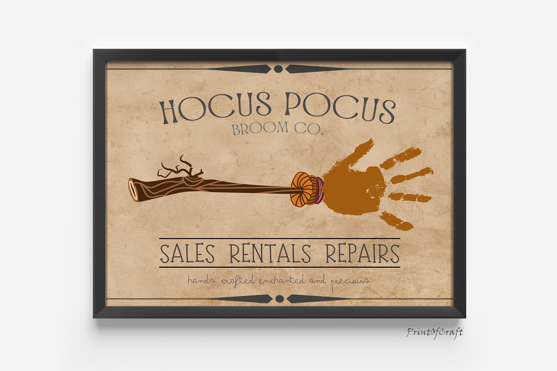 Hocus Pocus Halloween Handprint Witch Broom Craft, Handprint Art for ...