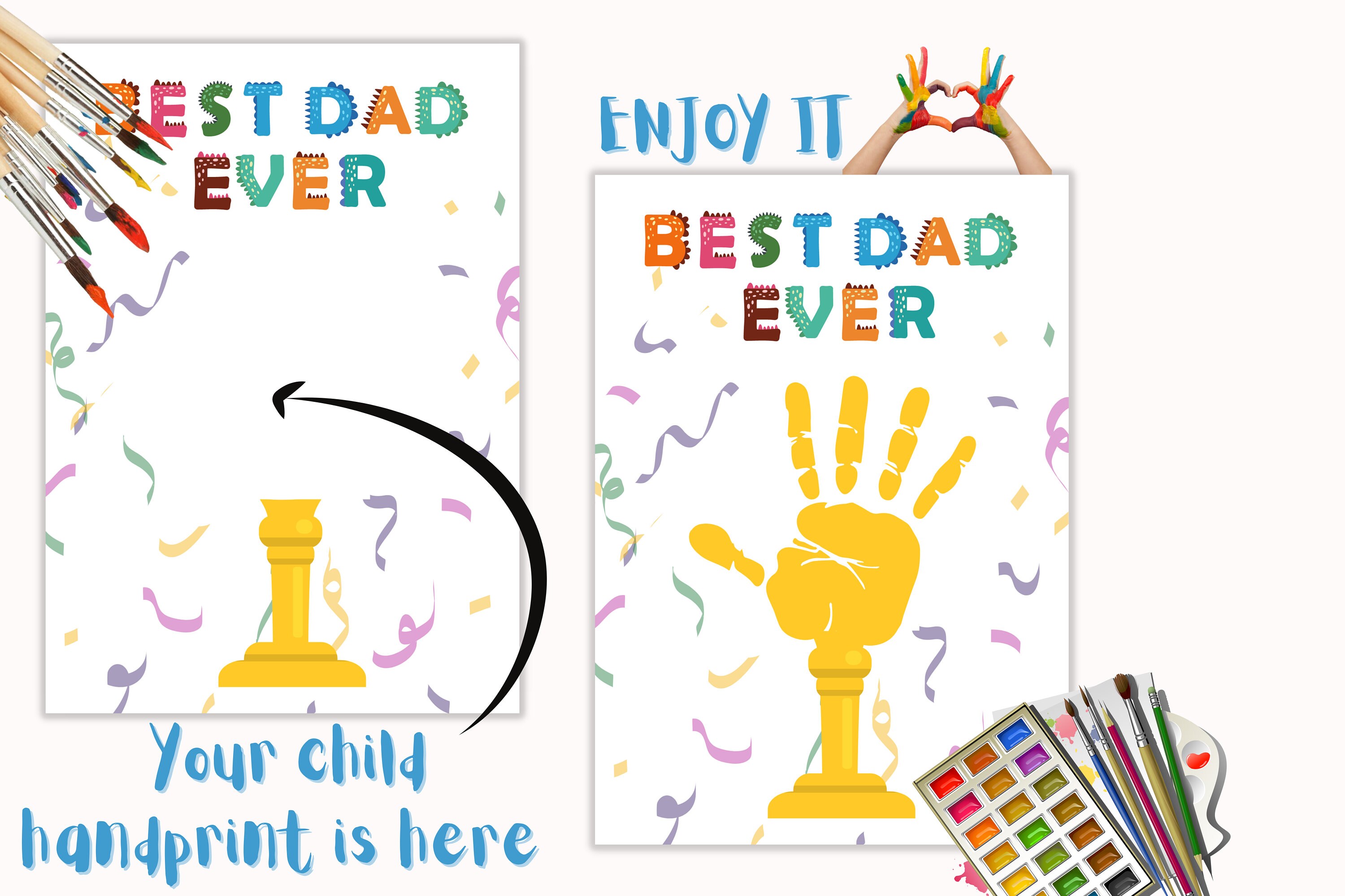 Best Dad Ever Father's Day Handprint Art Father's Day - Etsy