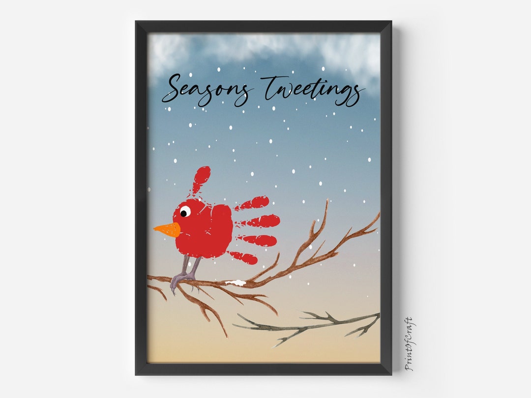 Seasons Tweetings Handprint Christmas Robin Cardinal Bird, Xmas ...