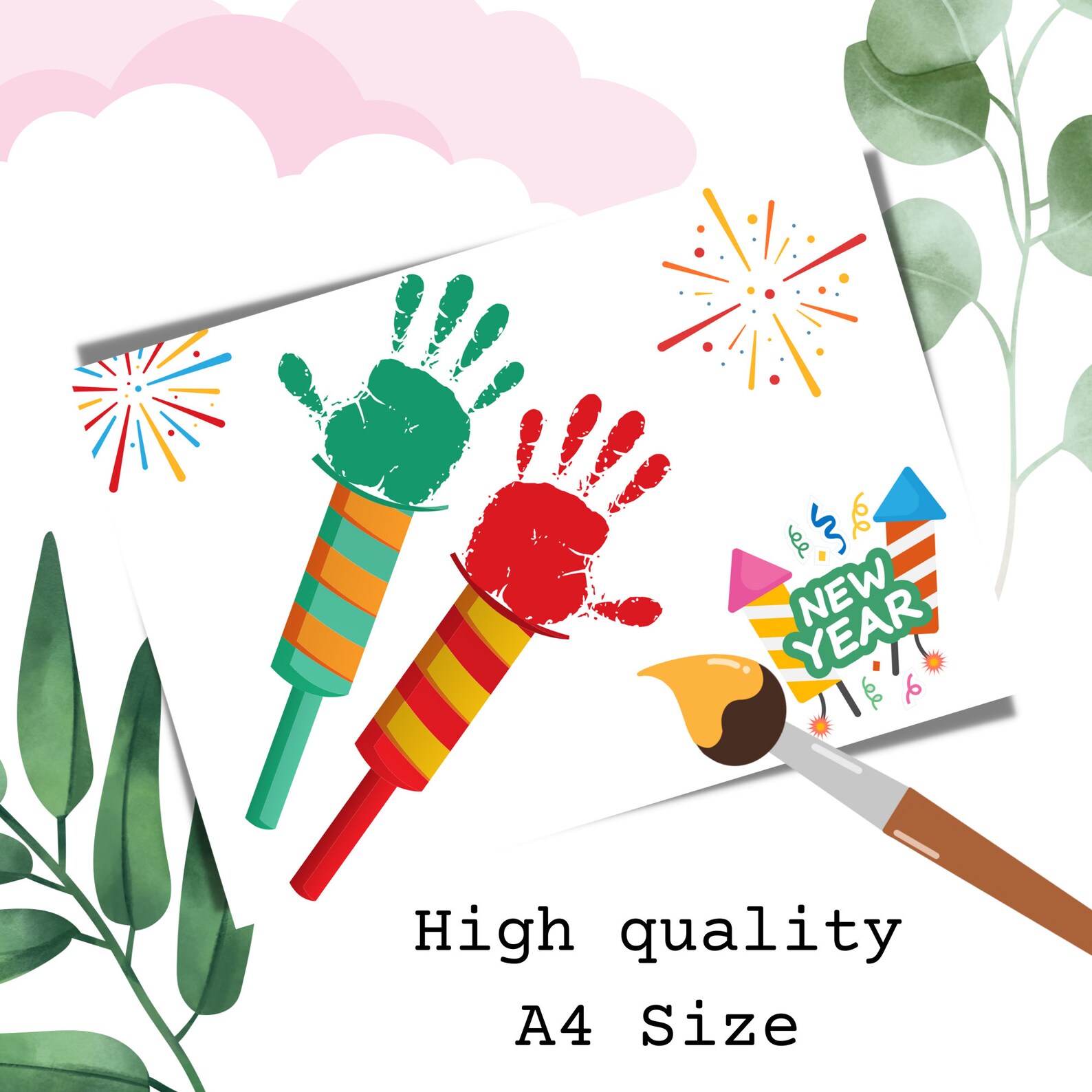 New Year Handprint Art Craft Christmas Footprint DIY Decor - Etsy