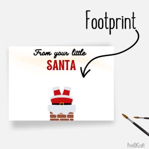 Christmas Footprint Santa Art Craft, Printable Christmas Handprint ...