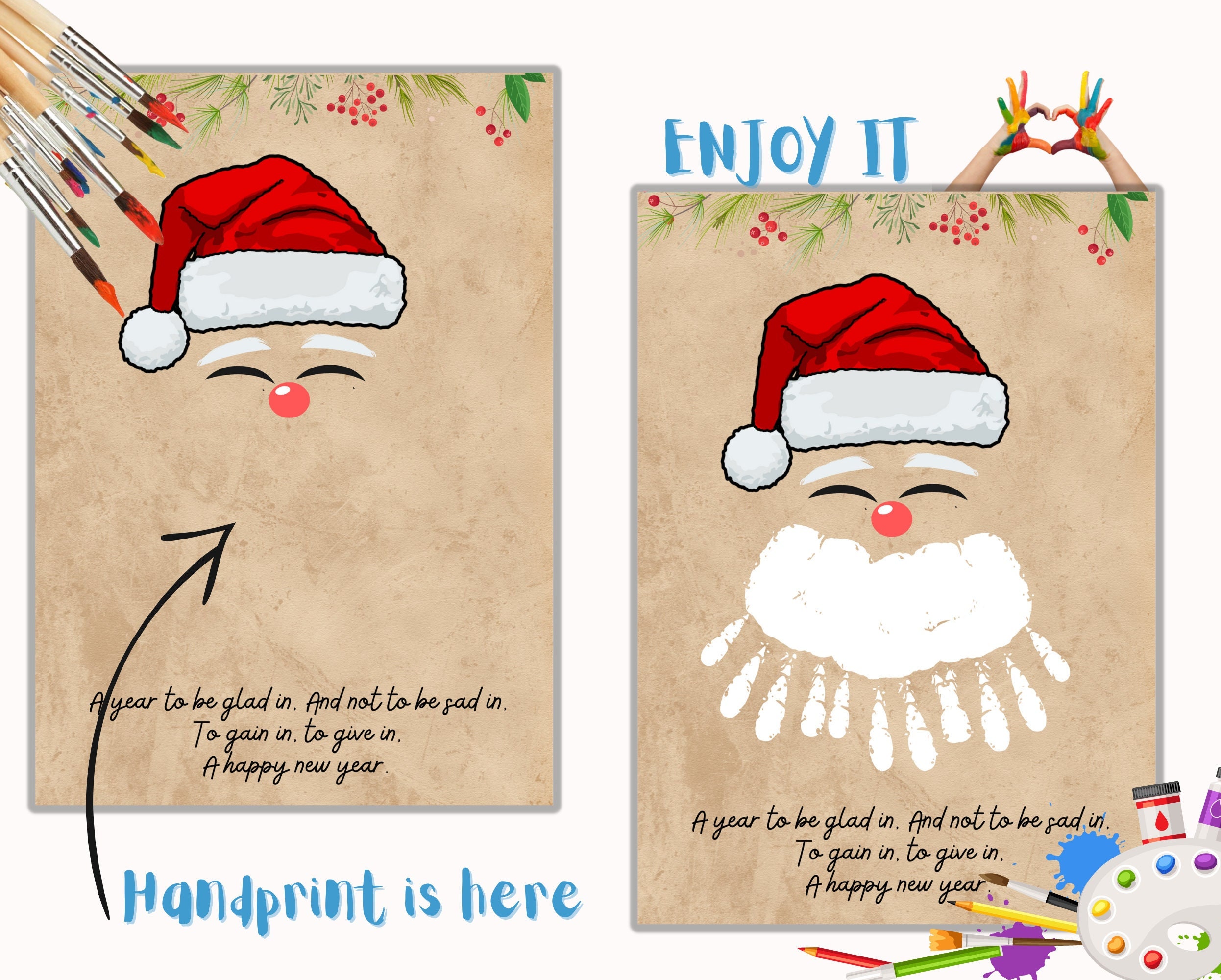 Christmas Handprint Art Craft Christmas Footprint DIY Decor - Etsy