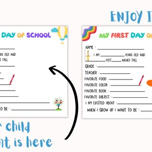 Back to School Handprint Art, All About Me Questionnaire, First Day of ...