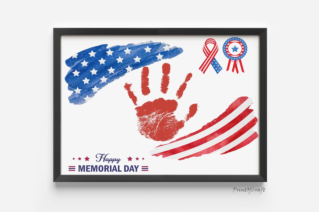 Memorial Day Handprint Digital Print, Kids Handprint for Memorial Day ...