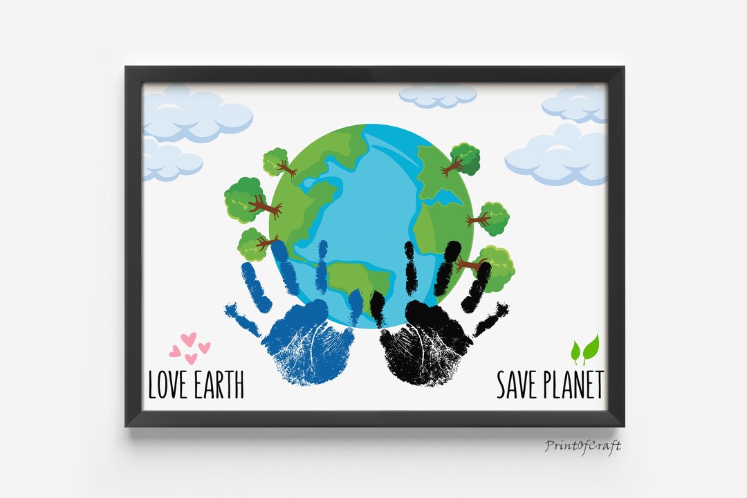 Earth Day Handprint Craft, Love Earth Save Planet Footprint Art DIY ...