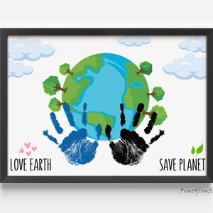 Earth Day Handprint Craft, Love Earth Save Planet Footprint Art DIY ...