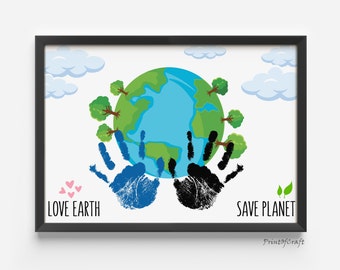 Earth Day Handprint Craft Bundle, Happy Earth Day Footprint Art DIY ...