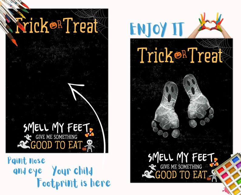 Halloween Footprint Art Ghost Trick or Treat Smell My Feet - Etsy